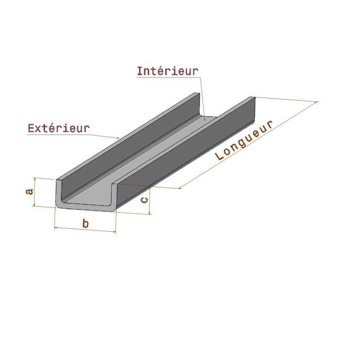 Pliage en U Tôle Acier 75/100 laqué